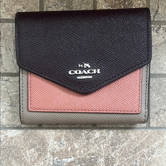 Coach | Bags | Coach Black And Pink Wallet With Textured Leather | Poshmark